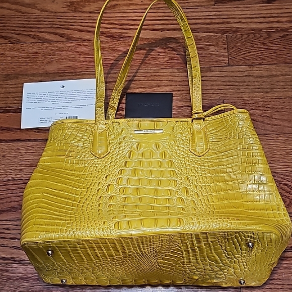 Brahmin | Bags | Brahmin Yellow Crocodile Embossed Tote Bag | Poshmark